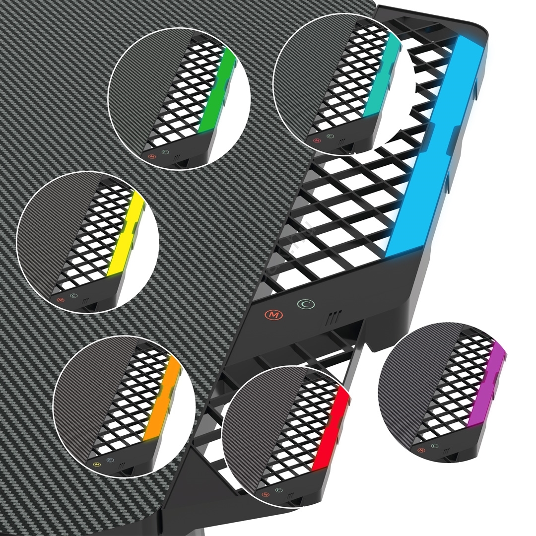 Gaming asztal FALCON LED RGB háttérvilágítással 140 x 60 cm fekete ...