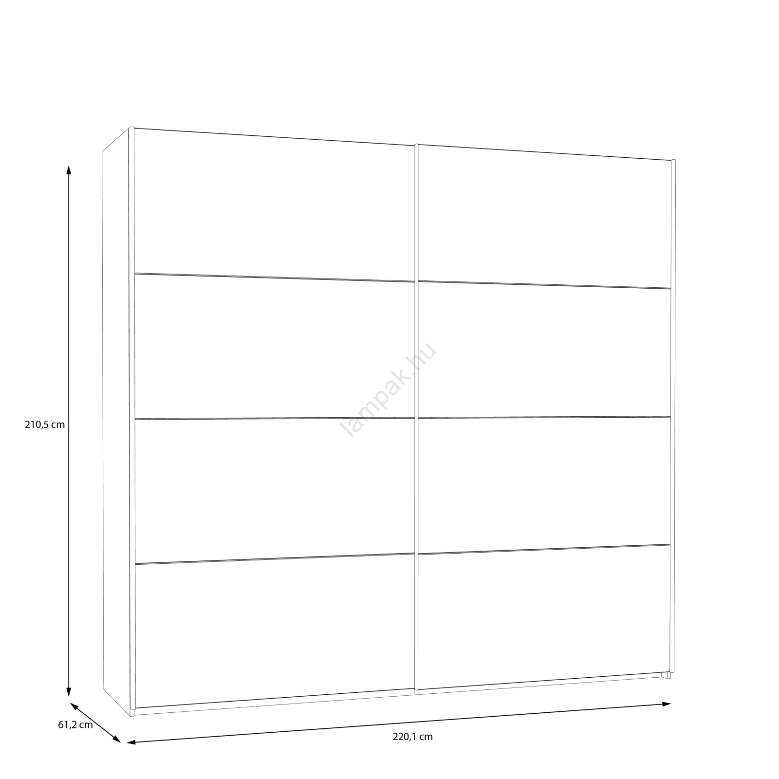 KARO tükrös gardróbszekrény 220x210 cm, fehér | lampak.hu