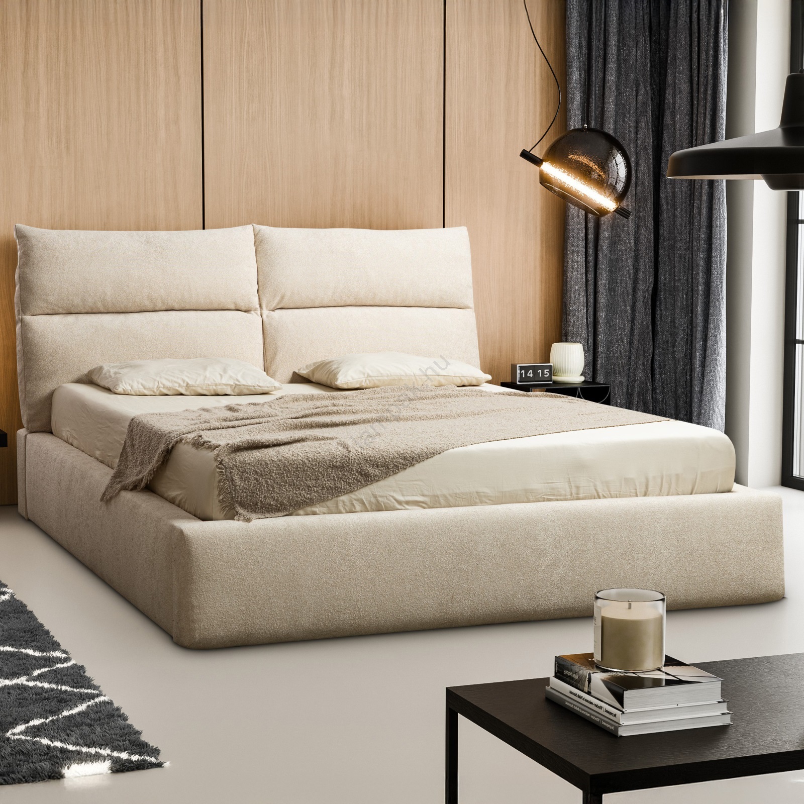Kárpitozott ágy matrac nélkül BASIL 180x200 cm bézs | lampak.hu