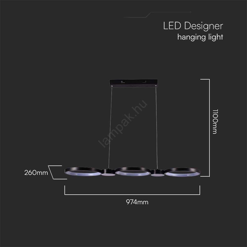 LED Csillár zsinóron LED/38W/230V 3000K fekete | lampak.hu