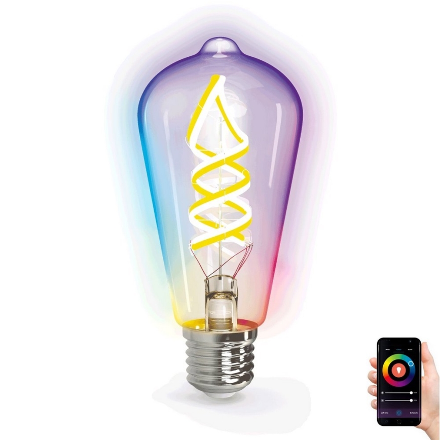 LED RGB+CCT Izzó FILAMENT ST64 E27/4,9W/230V 2700-6500K Wi-Fi ...