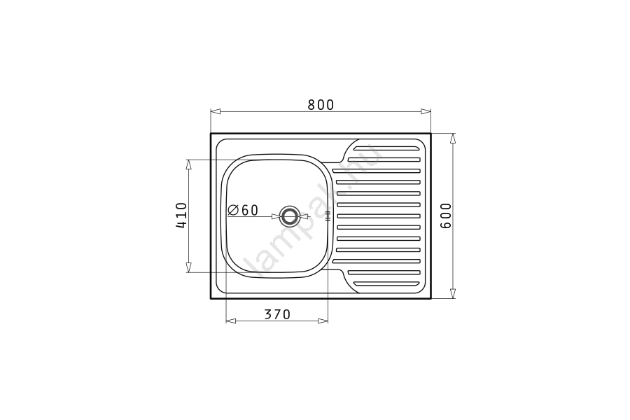 Pyramis 101041501 - Mosogató CORE 80x60 cm szatén | lampak.hu
